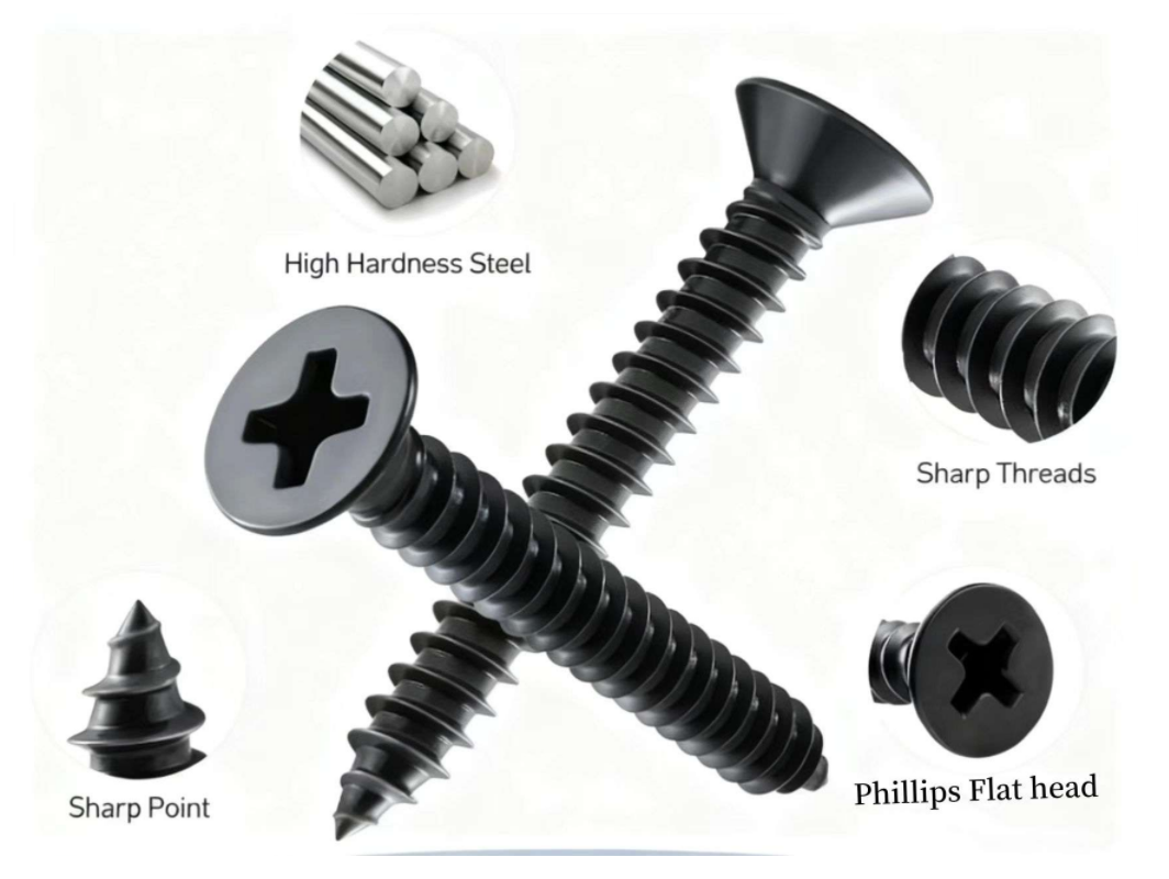 M3-M12 Black Zinc phillips Self-tapping Screws